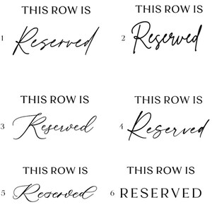 This Row is Reserved Sign for Wedding Ceremony, This Seat is Reserved ...