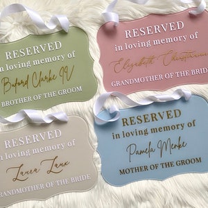 Reserved in Loving Memory Wedding Sign, Reserved Seat Sign, This Seat ...