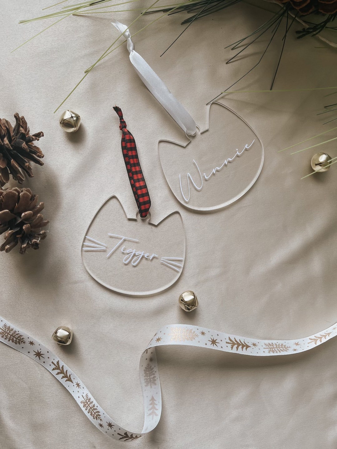 Personalized Acrylic Cat Ornament, Pet Christmas Ornaments, Pet ...