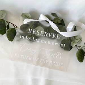 In Loving Memory Sign for Wedding Ceremony, Reserved Seat, Seating ...
