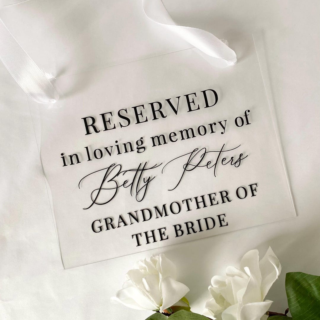 In Loving Memory Sign for Wedding Ceremony, Reserved Seat, Seating ...