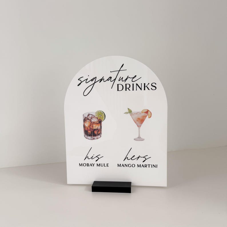 Acrylic Signature Drinks Sign With Photos, His and Hers Drinks Sign for ...