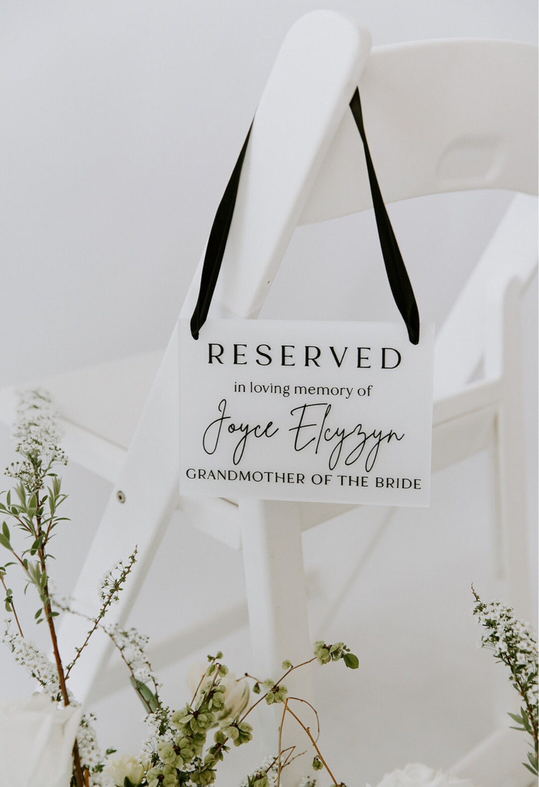 In Loving Memory Sign for Wedding Ceremony, Reserved Seat, Seating ...