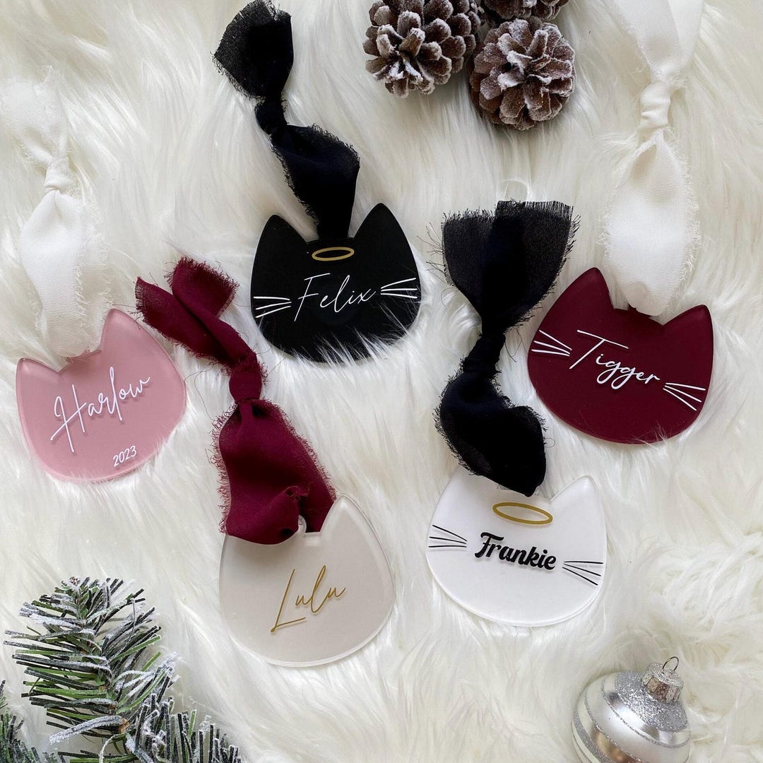 Personalized Acrylic Cat Ornament, Pet Christmas Ornaments, Pet ...