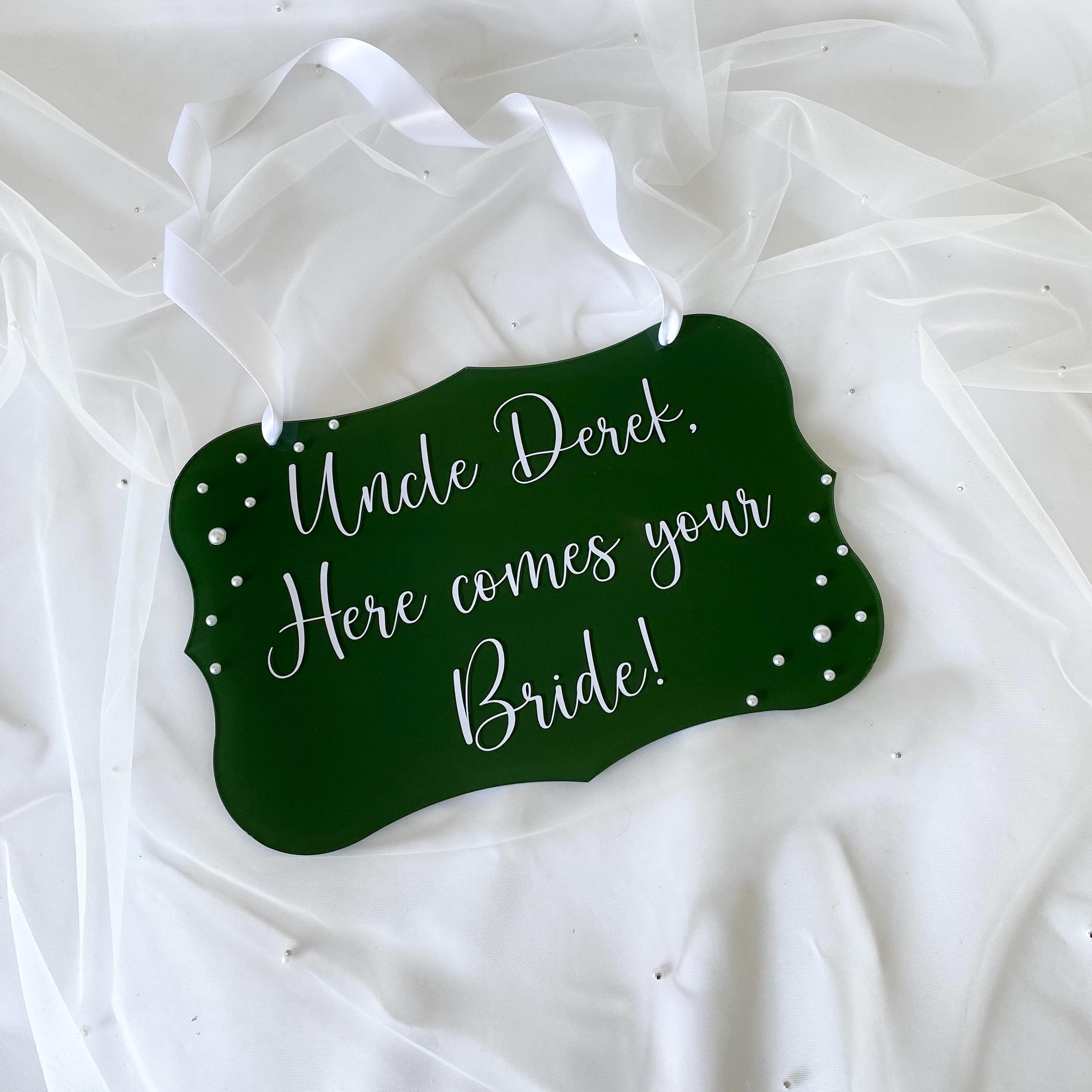 Here Comes the Bride Ring Bearer Sign With Pearl Appliqué, Flower Girl ...