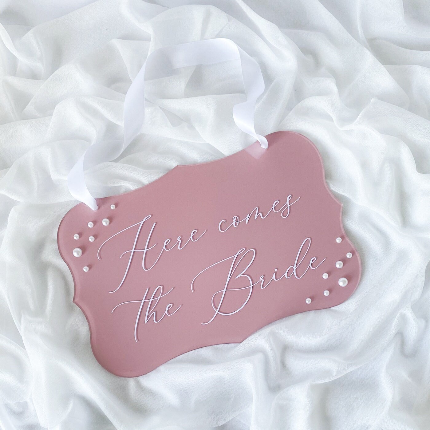 Here Comes the Bride Ring Bearer Sign With Pearl Appliqué, Flower Girl ...