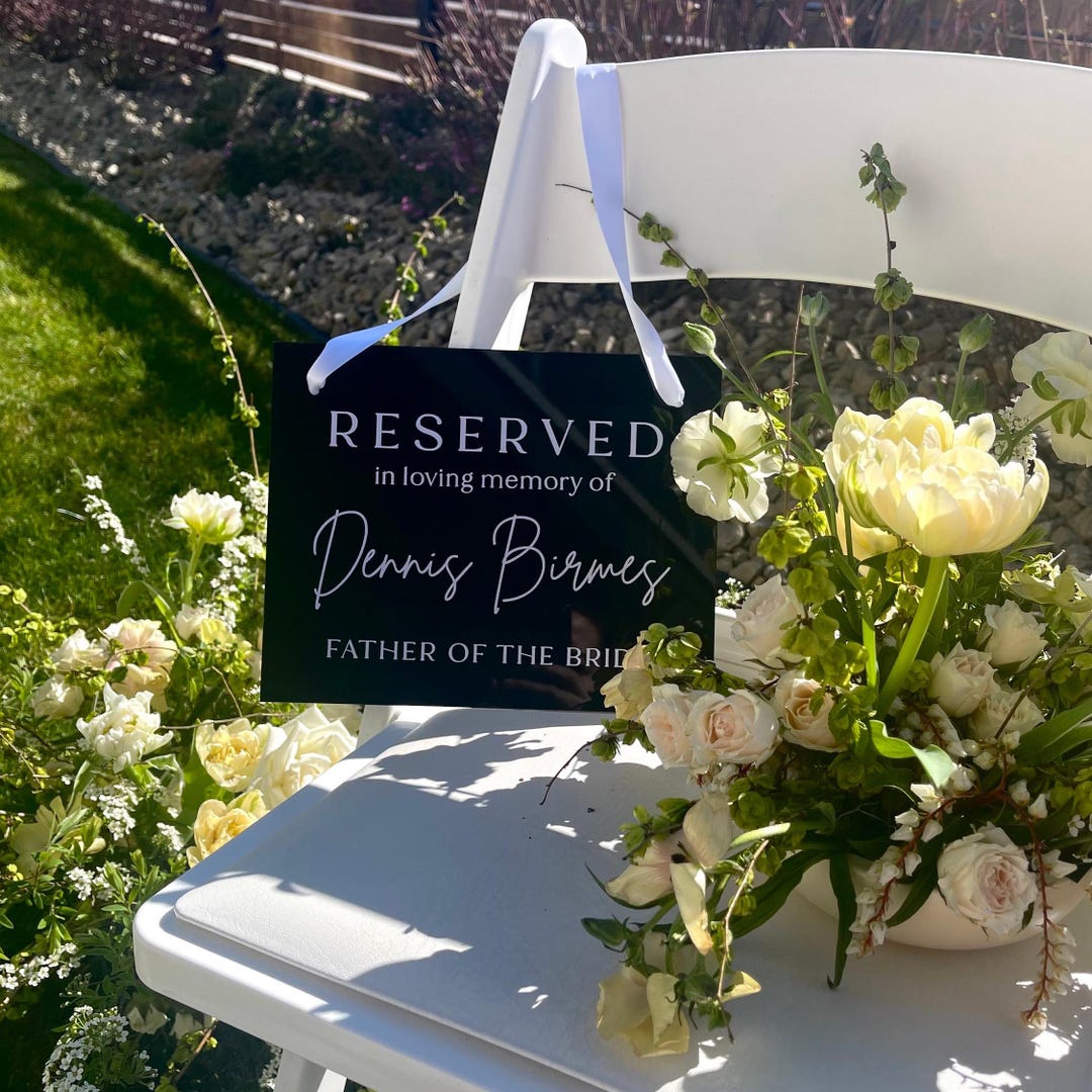 Reserved in Loving Memory Chair Sign for Wedding Ceremony, Reserved ...
