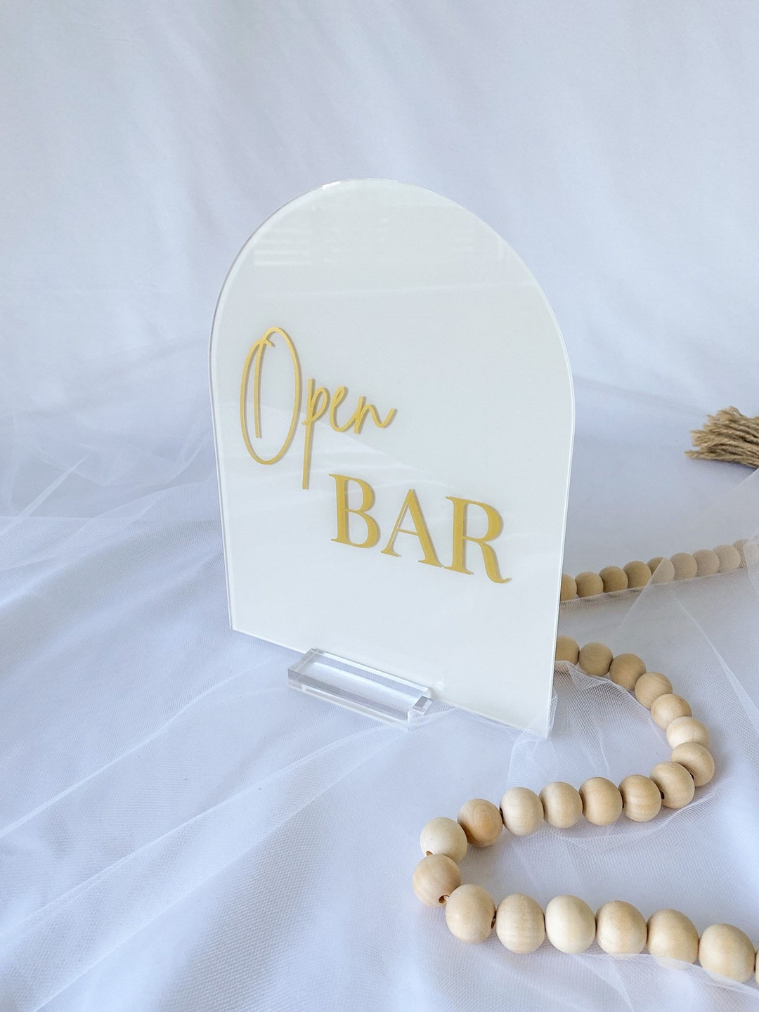Acrylic Open Bar Wedding Reception Sign Arch Acrylic Minimalist Drinks ...