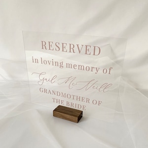 In Loving Memory Sign for Wedding Ceremony, Reserved Seat, Seating ...