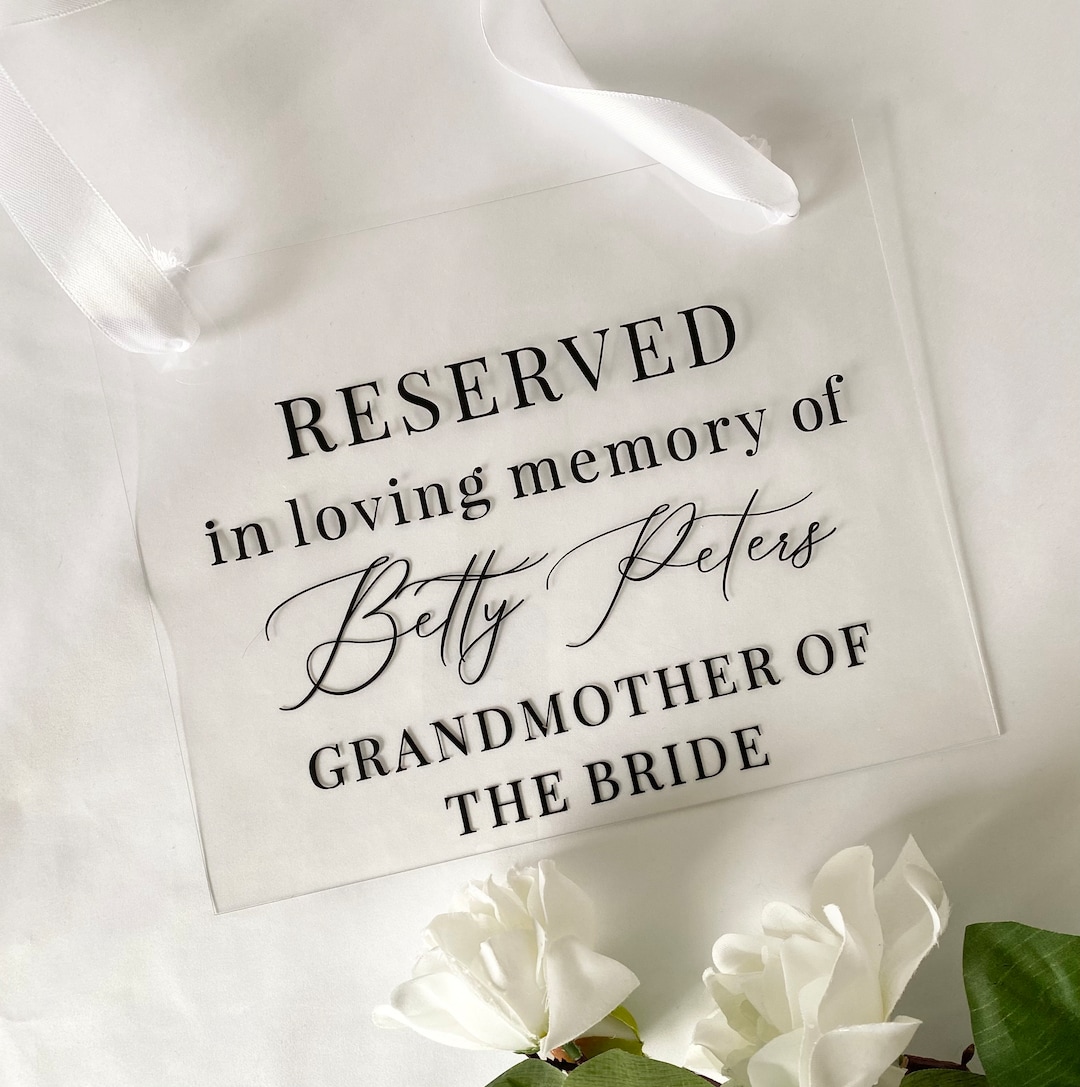 In Loving Memory Sign for Wedding Ceremony, Reserved Seat, Seating ...