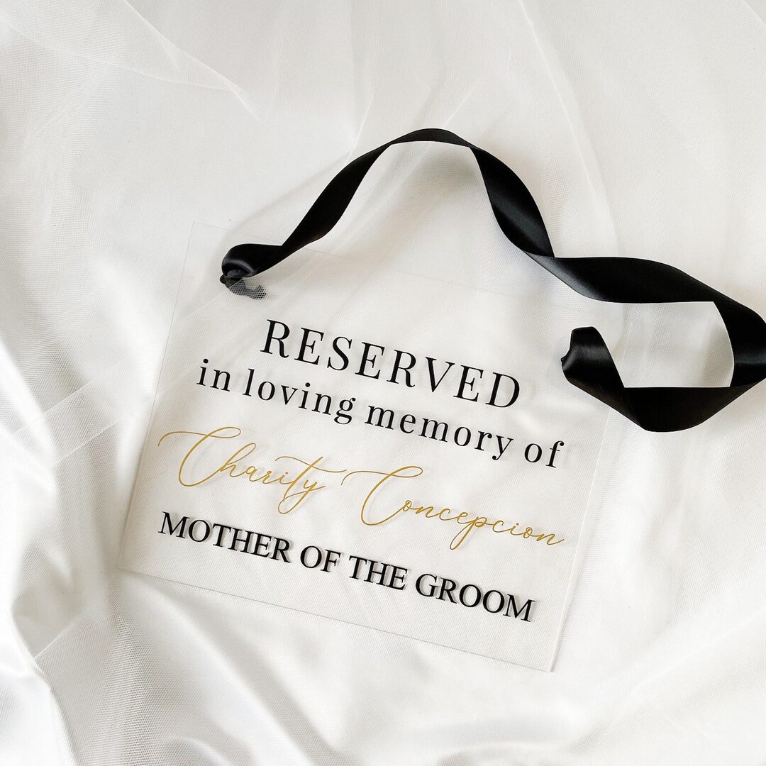 In Loving Memory Sign for Wedding Ceremony, Reserved Seat, Seating ...
