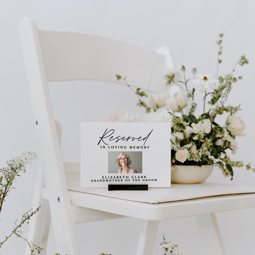 Reserved in Loving Memory Wedding Sign, Reserved Seat Sign, This Seat ...