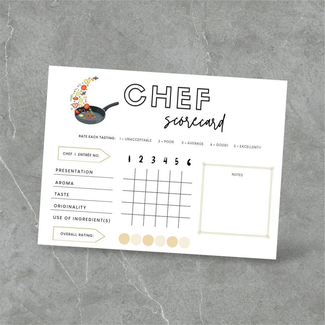 Chef Scorecard Printable | Food Tasting Rating Sheet | Cooking ...