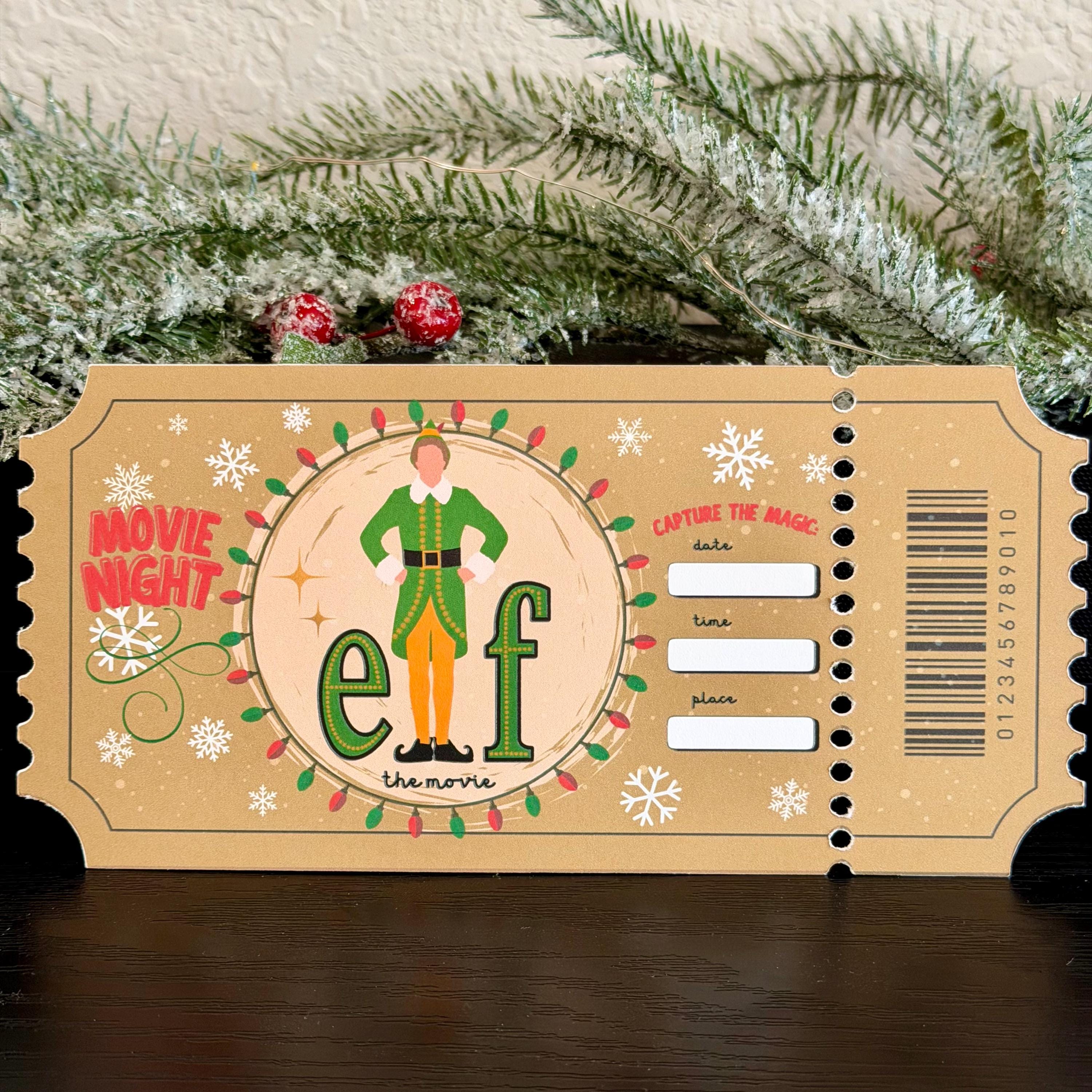 Editable Buddy the Elf Movie Ticket | Family Movie Night, Holiday ...