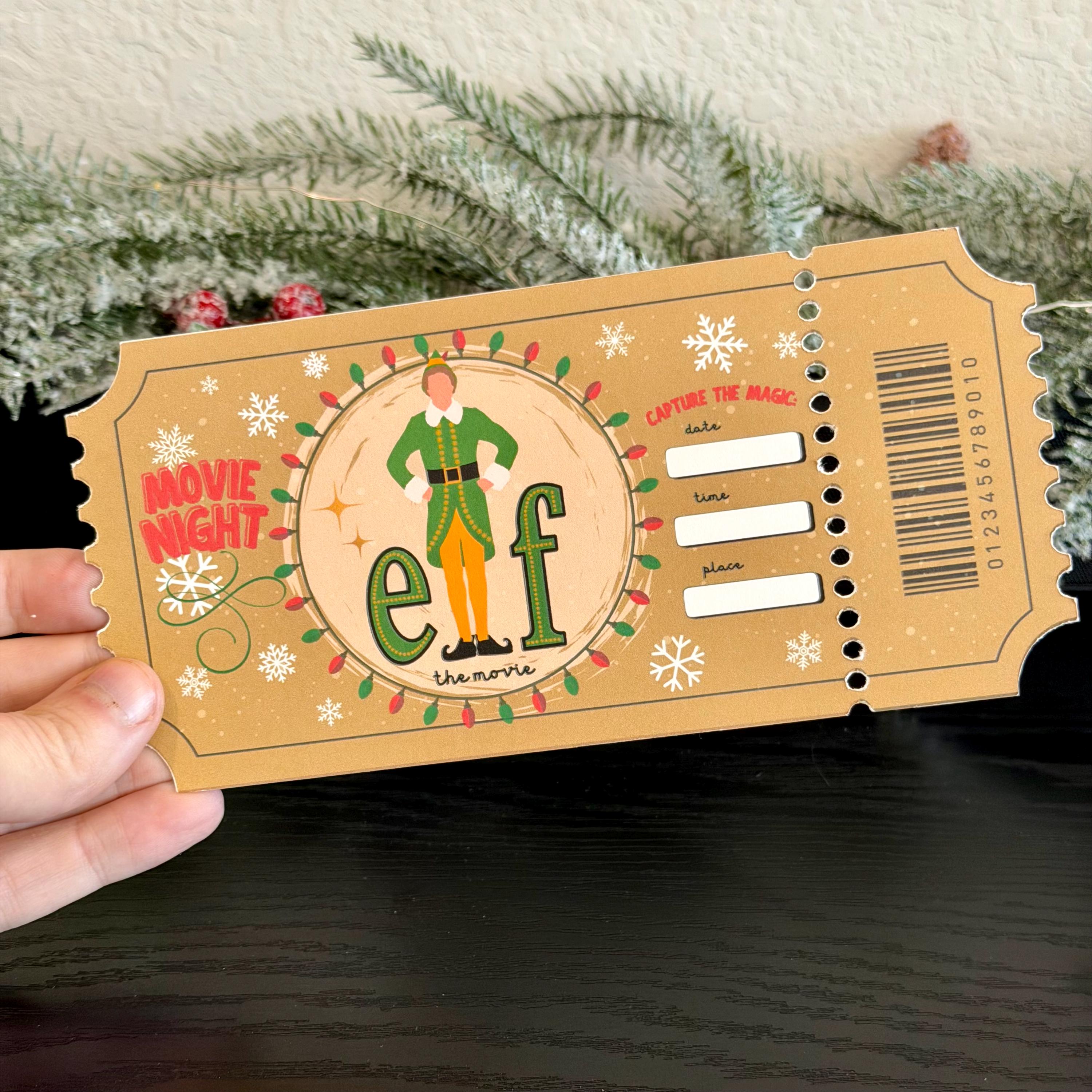 Editable Buddy the Elf Movie Ticket | Family Movie Night, Holiday ...