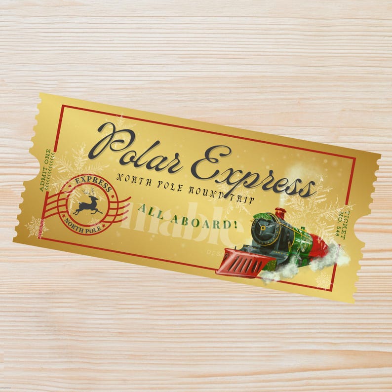 Printable Christmas Polar Express Train Ticket | North Pole (PNG & PDF ...