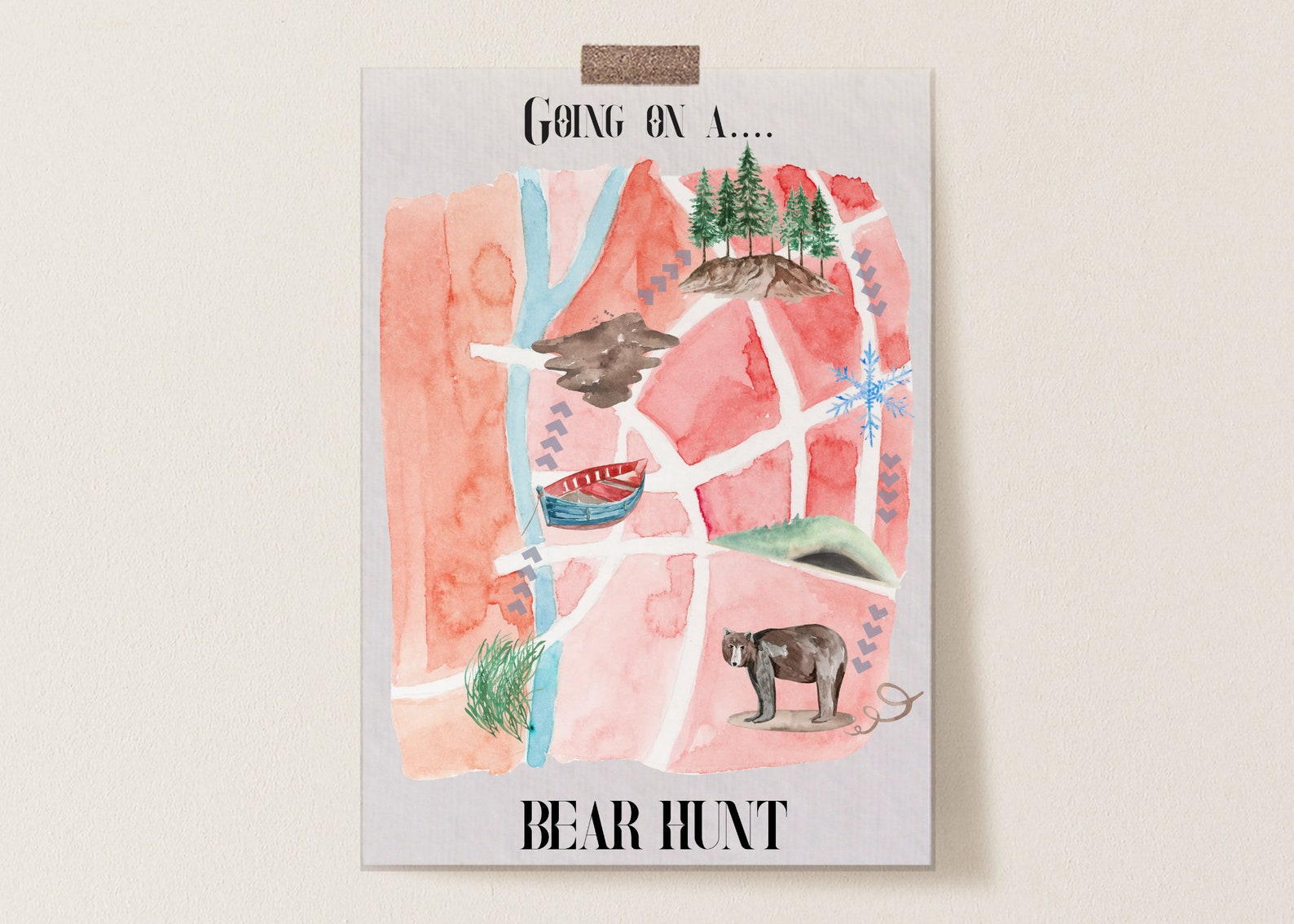 Going on A Bear Hunt Map Printable, Interactive Book Companion, Teddy ...