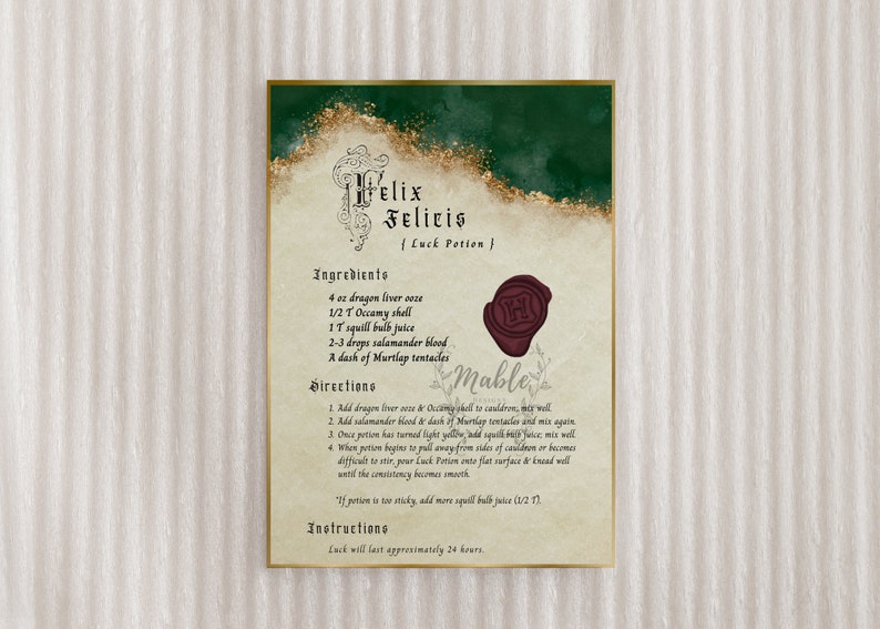 Wizard Potions Printable, Kids Potion, Potions, Magical Potion, Luck ...