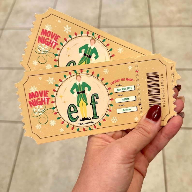Editable Buddy the Elf Movie Ticket | Christmas Family Movie Night ...
