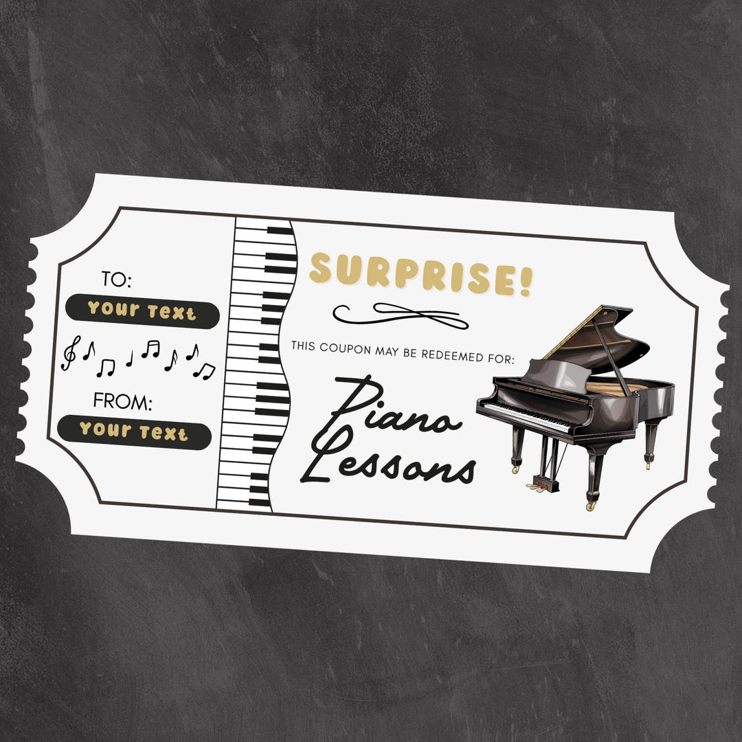Piano Lessons Gift Certificate Printable | Music Lesson Present | Piano ...