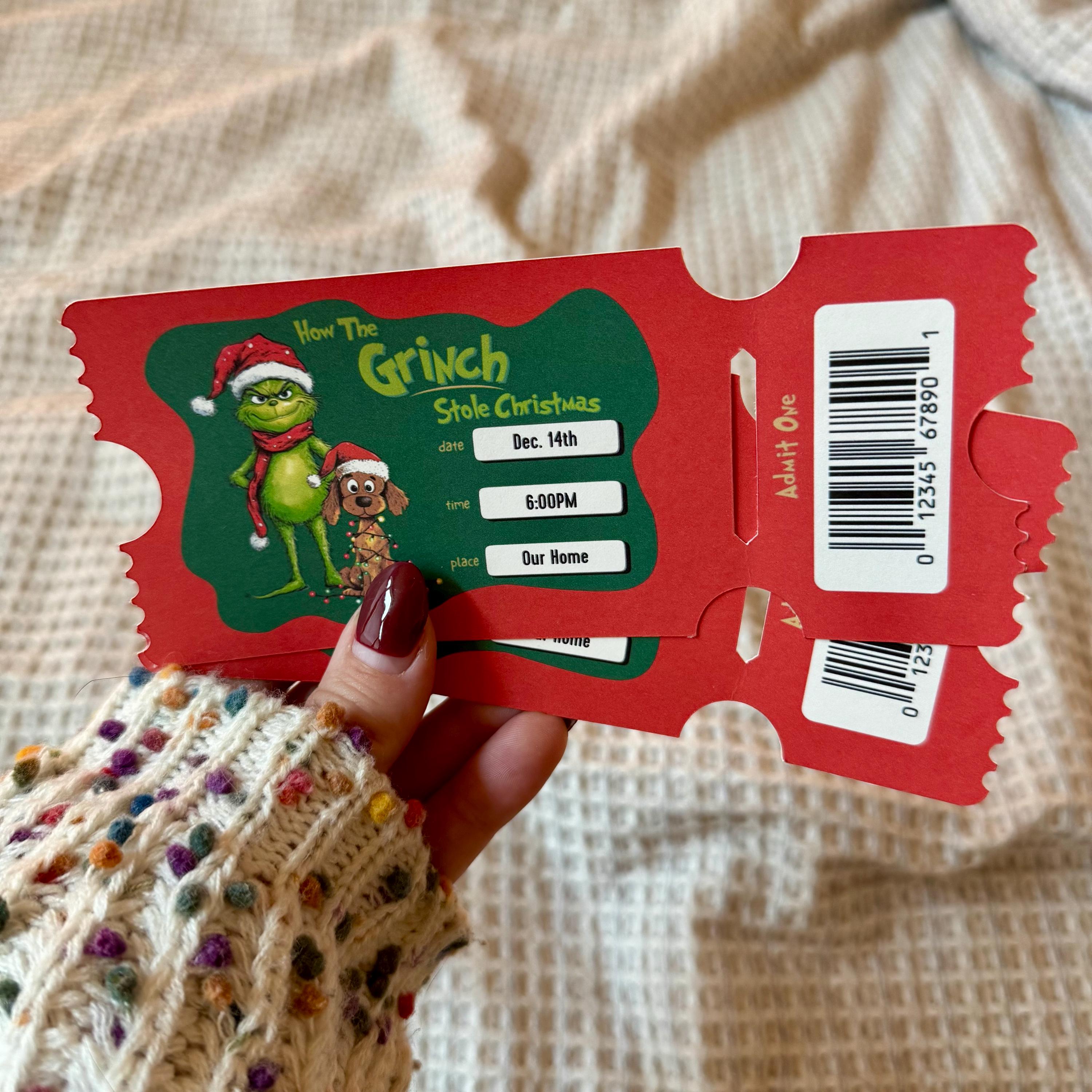 Editable How the Grinch Stole Christmas Movie Ticket | Instant Download ...