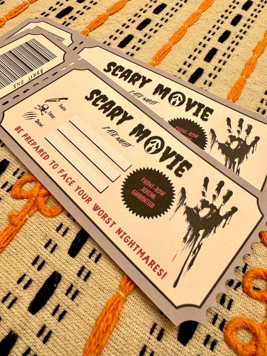 Editable Scary Movie Ticket for Date Night | At-home Date Ideas, Fright ...