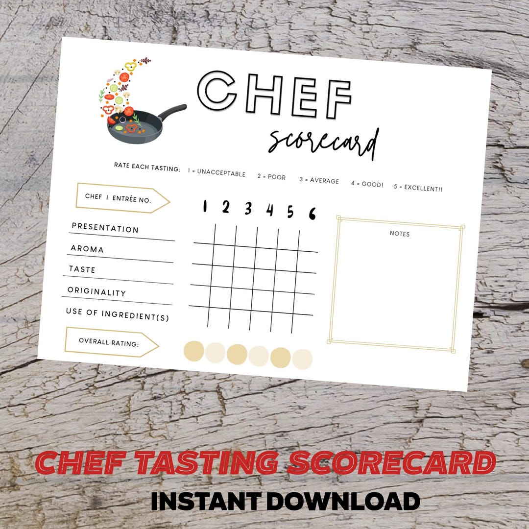 Chef Tasting Scorecard | Cooking Competition Printable, Iron Chef Night ...