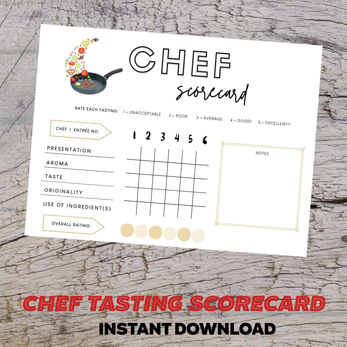Chef Tasting Scorecard | Cooking Competition, Food Taste Test, Top Cook ...
