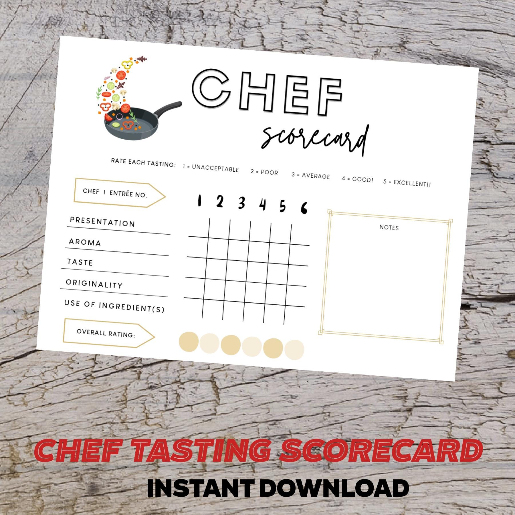 Chef Tasting Scorecard | Cooking Competition, Food Taste Test, Top Cook ...
