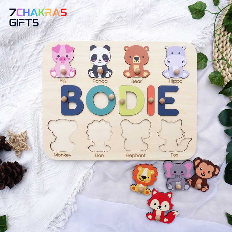 Custom Animal Name Puzzle: Personalized Wood Toy Gift - Etsy
