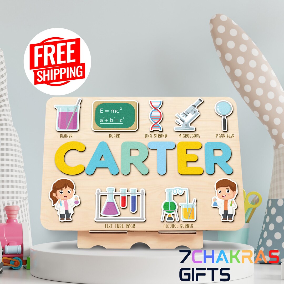 Science Name Puzzle for Kids, Personalized Gift for Toddler, Nursery ...