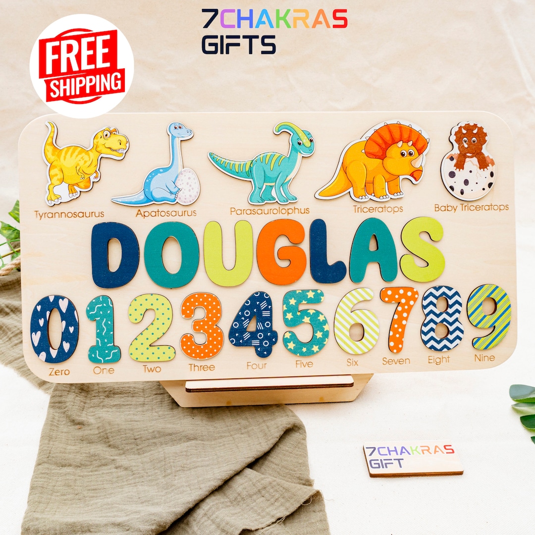 Personalized Dinosaur Name Puzzle: Montessori Wooden Baby Toy - Etsy