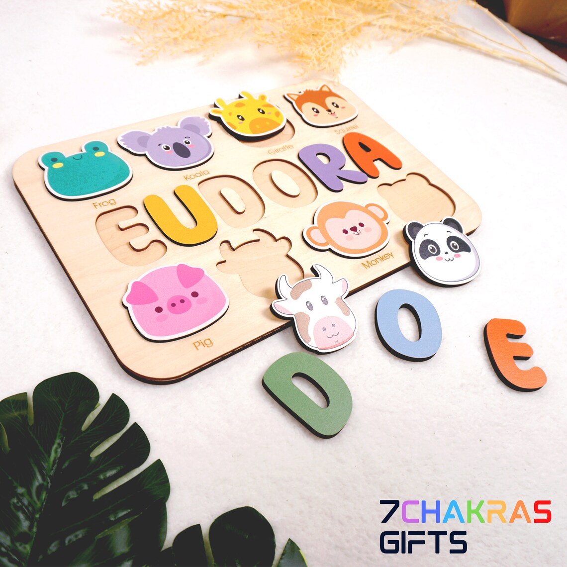 Personalized Animals Name Puzzle, Custom Baby Girl and Boy Birthday ...