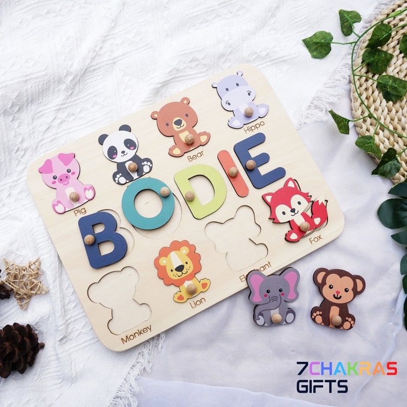 Custom Animal Name Puzzle: Personalized Wood Toy Gift - Etsy