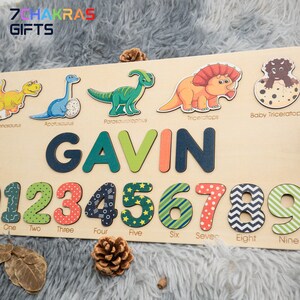 Dinosaur Name Puzzle, Dinosaur First Birthday Gift Personalized Baby ...