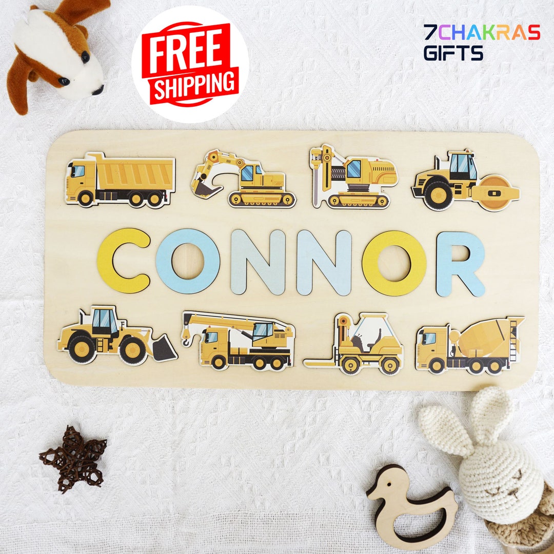 Name Puzzle, Construction Wooden, Gift for Boy, Construction Birthday ...
