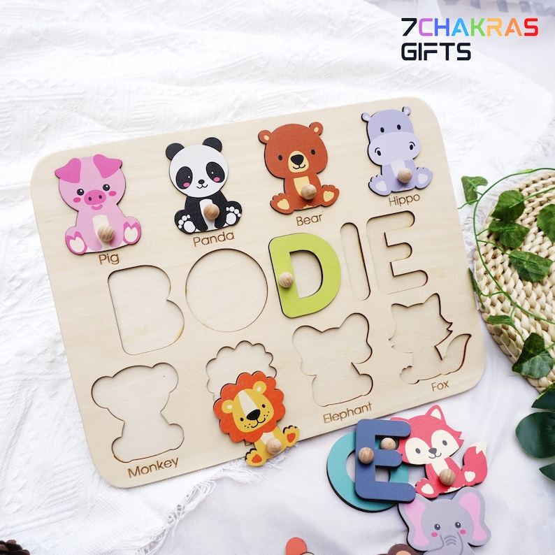 Custom Animal Name Puzzle: Personalized Wood Toy Gift - Etsy