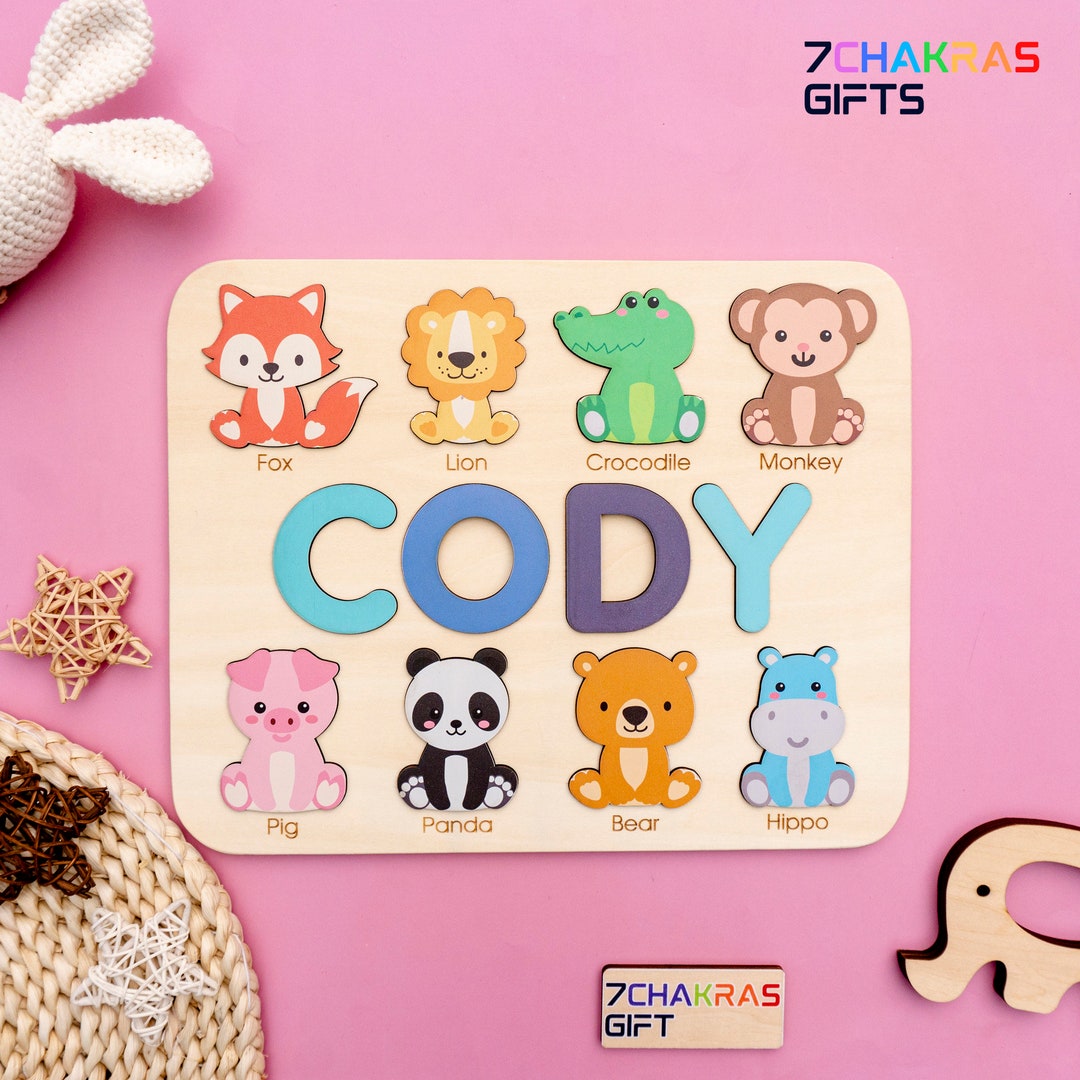 Personalized Animal Name Puzzle: Montessori Wooden Toy - Etsy