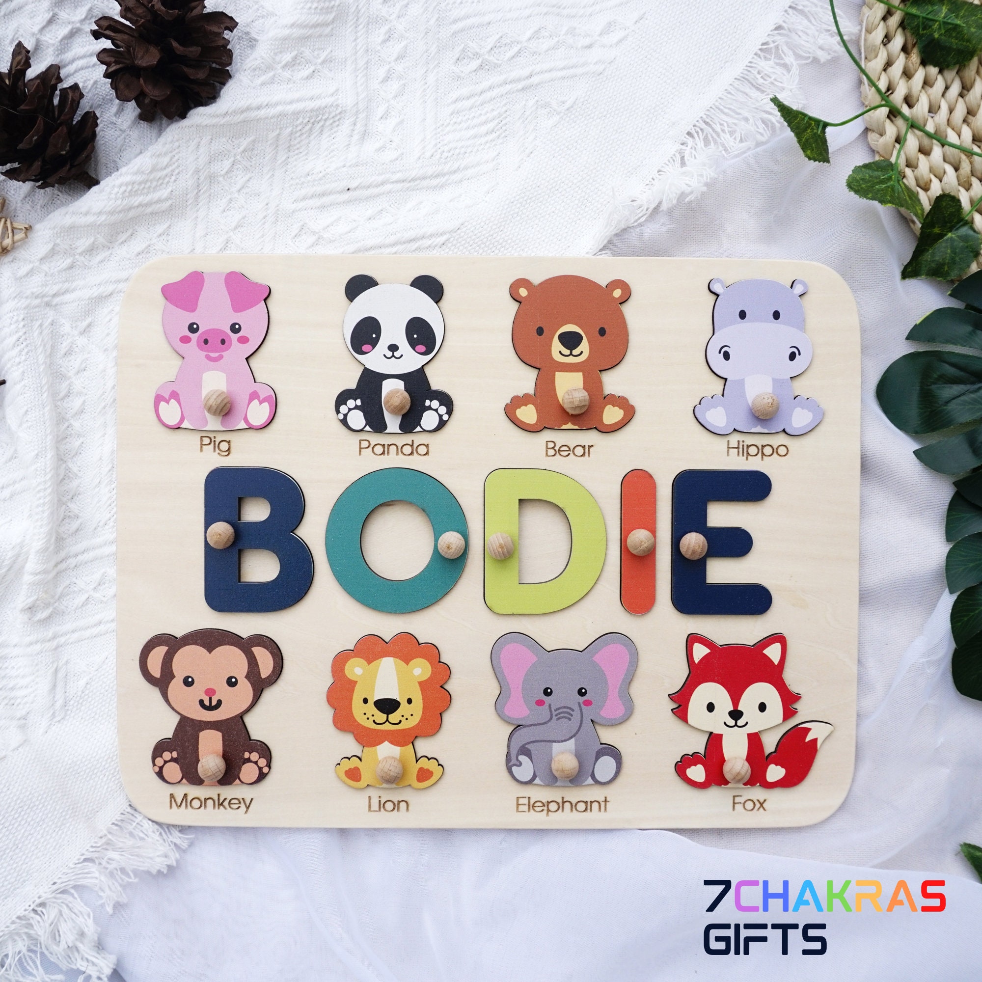 Custom Animal Name Puzzle: Personalized Wood Toy Gift - Etsy
