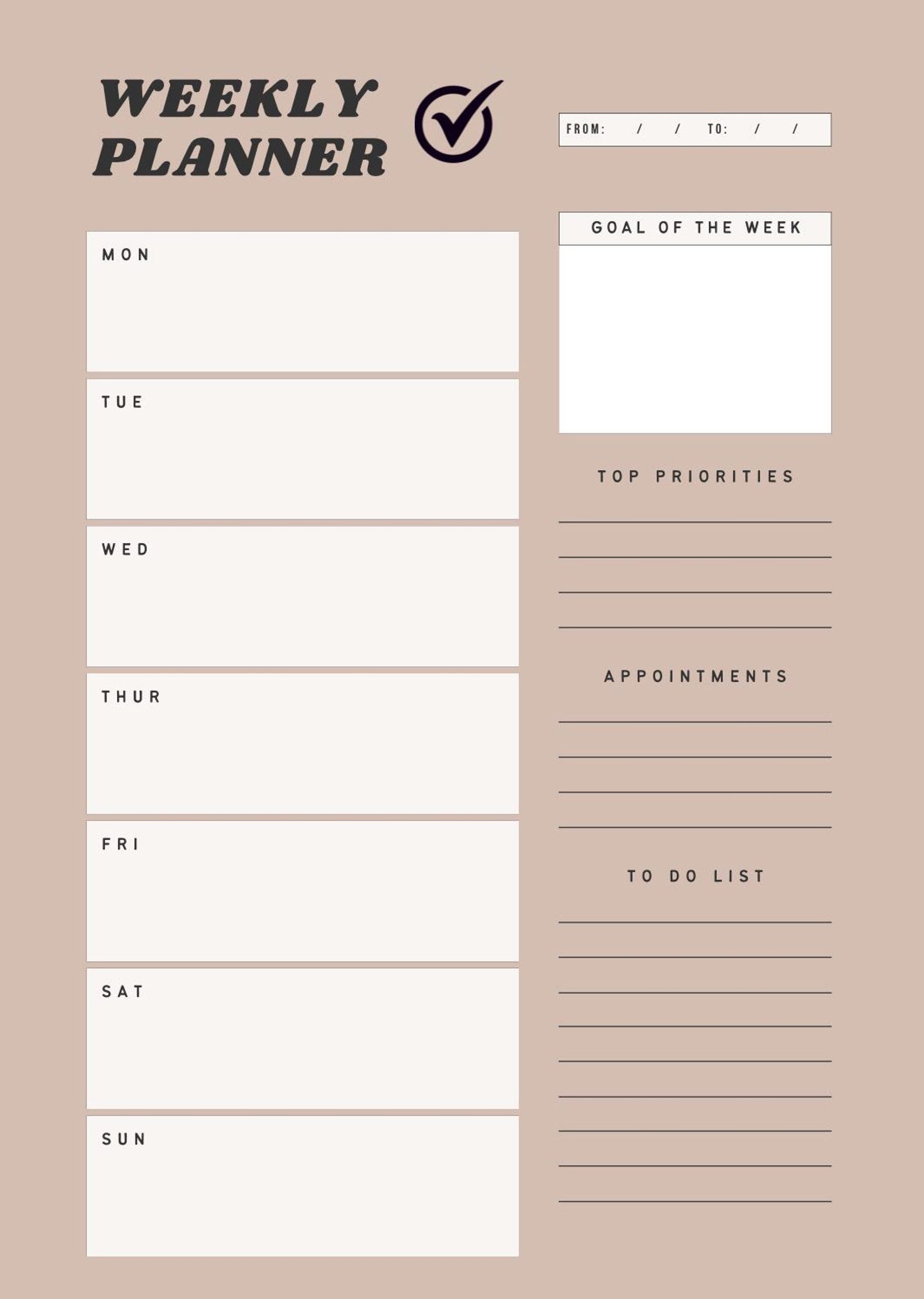 Weekly Planner Template - Etsy