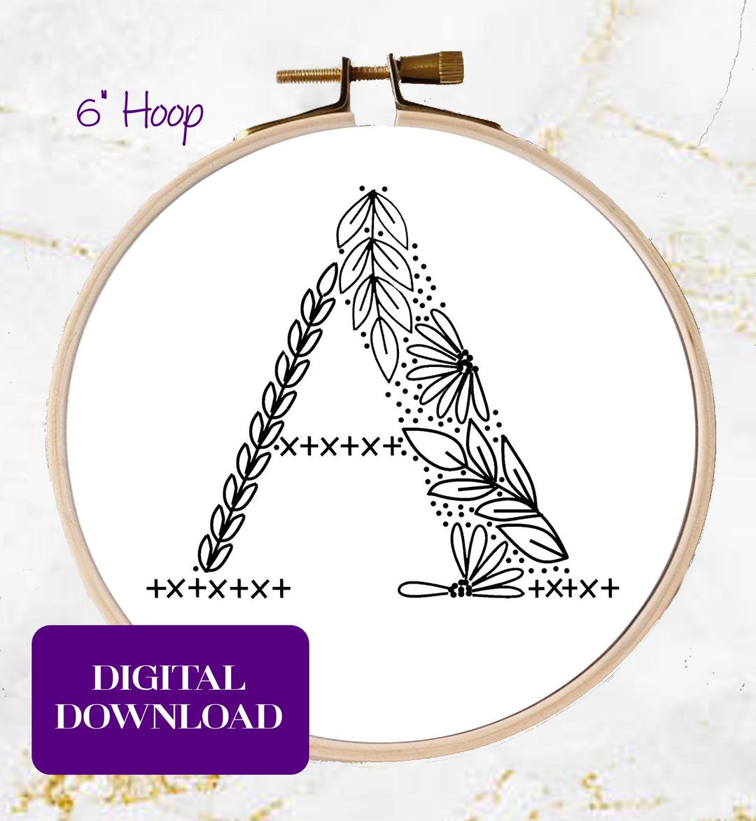 Floral Letter A Embroidery Pattern (digital Download) - Etsy