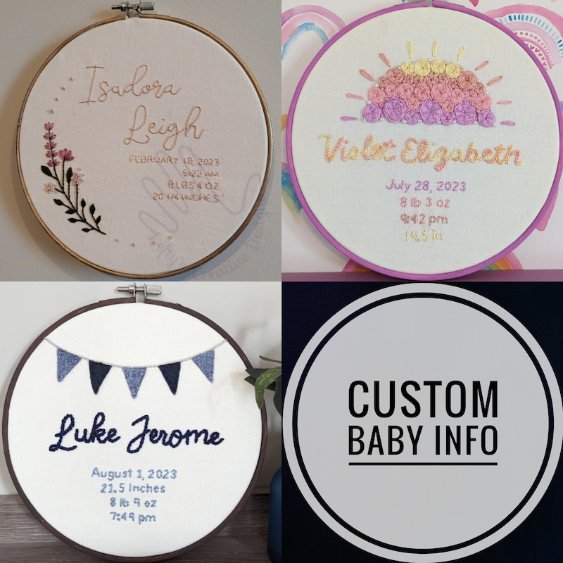 Embroidery Birth Announcement - Etsy