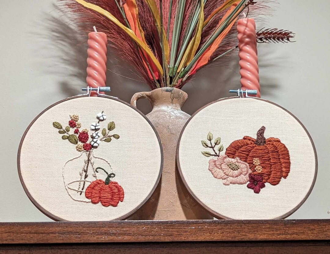 Finished Embroidered Fall Hoop, Wall Hanging, Hand Embroidered ...