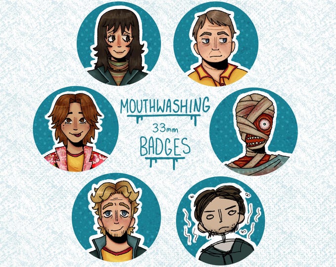 Mouthwashing Character Badges - Etsy