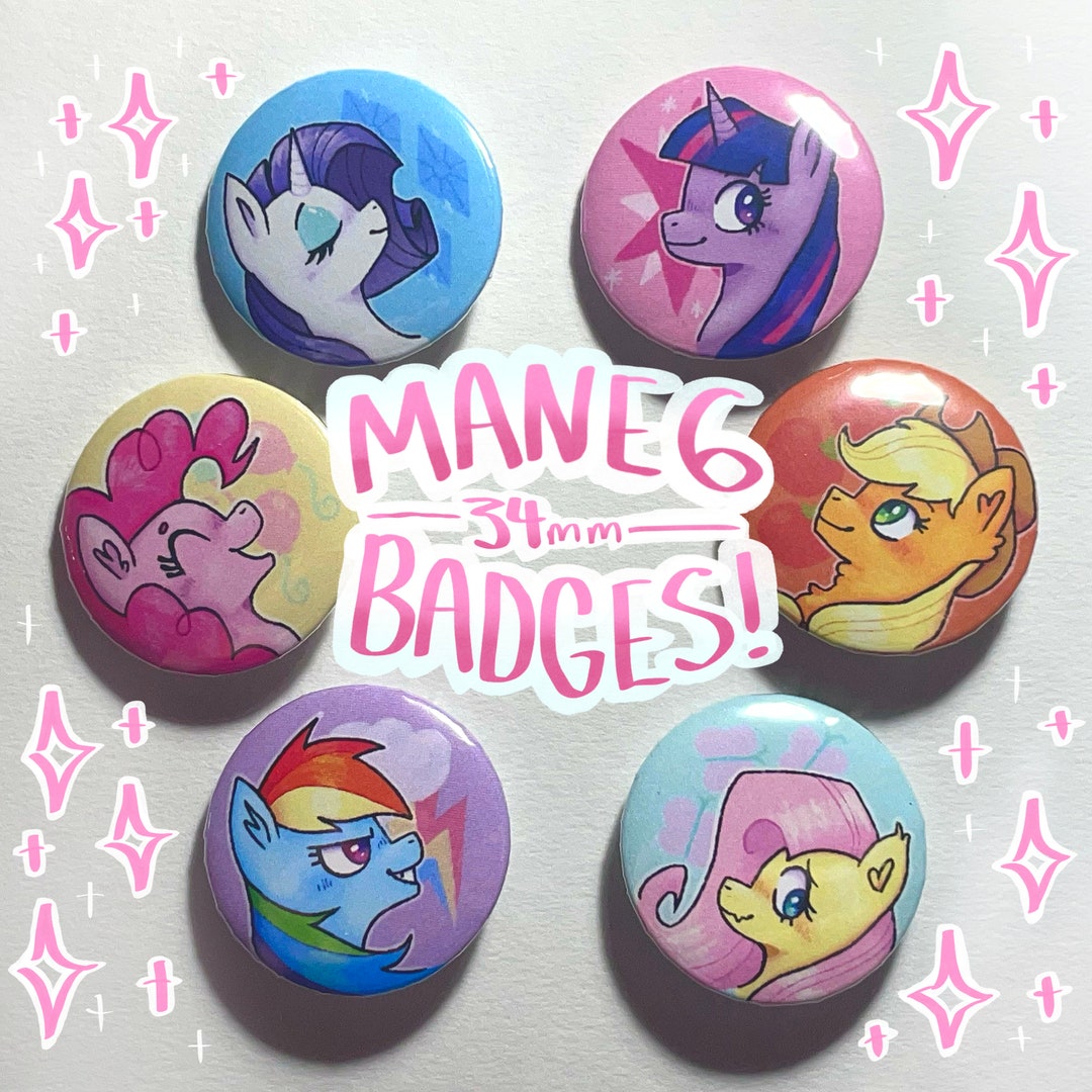 MLP Mane 6 Button Badges - Etsy