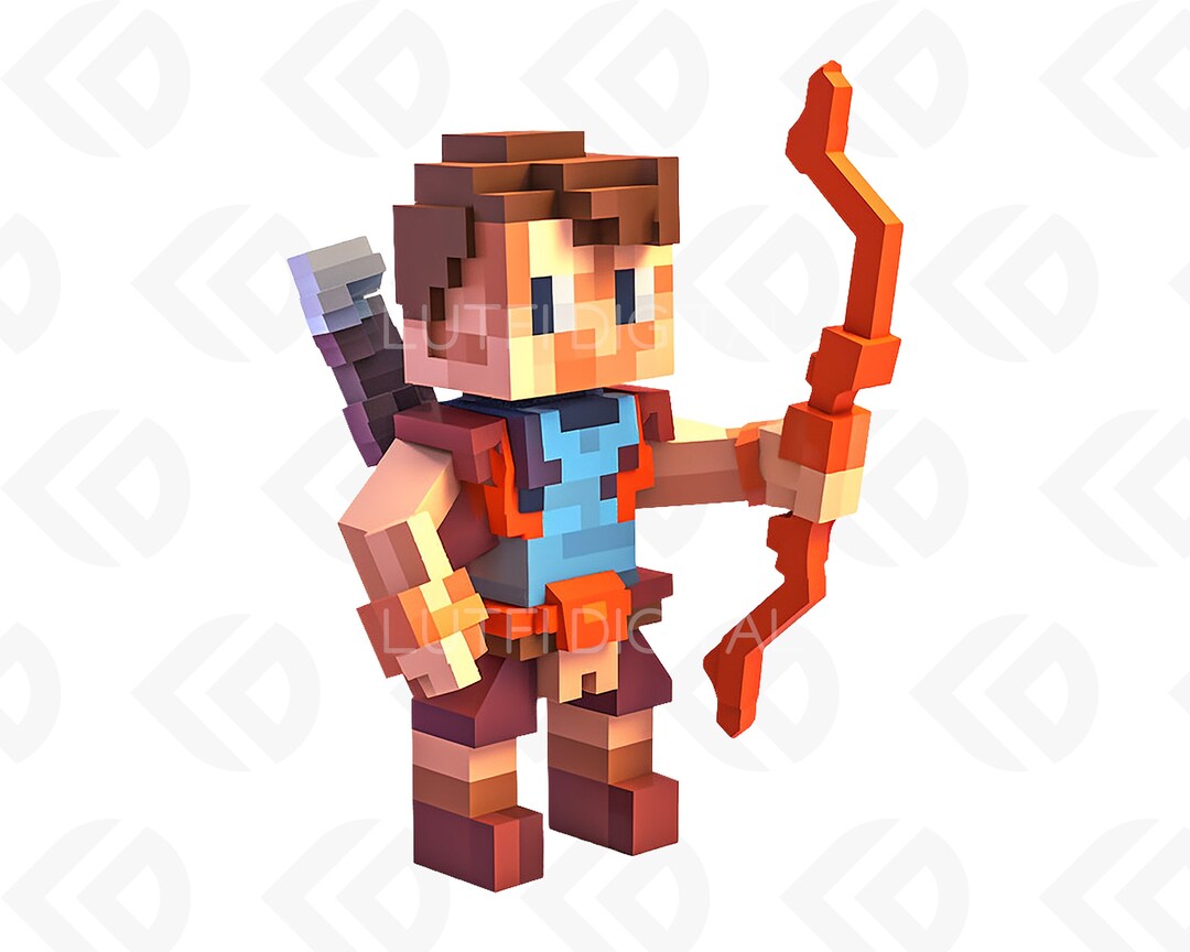 Pixel Art Archer Png Roblox Character Png Gaming Prints Game Room Decor ...