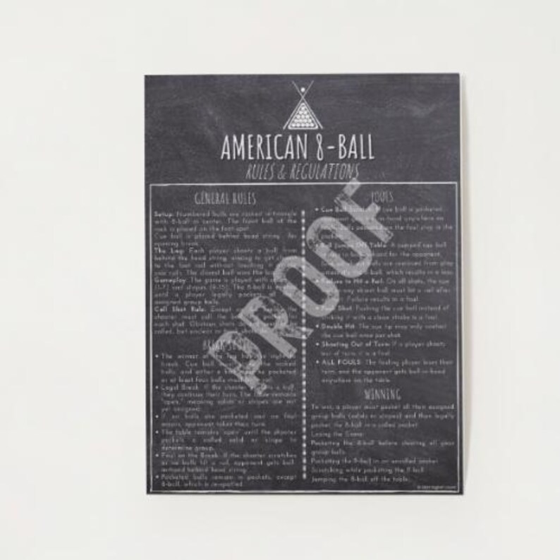 Customizable American 8-ball Pool Rules Download Edit to Feature Your ...