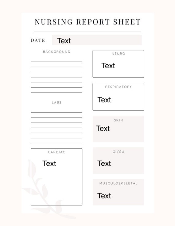 Nursing Report and Organization Sheets : - Etsy