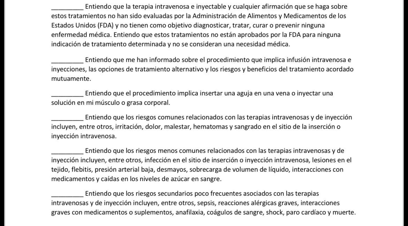 IV and IM Spanish Consent Form/formulario De Consentimiento Para ...