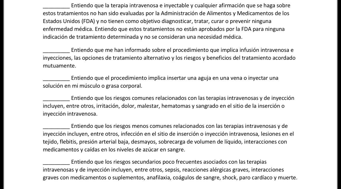 IV and IM Spanish Consent Form/formulario De Consentimiento Para ...